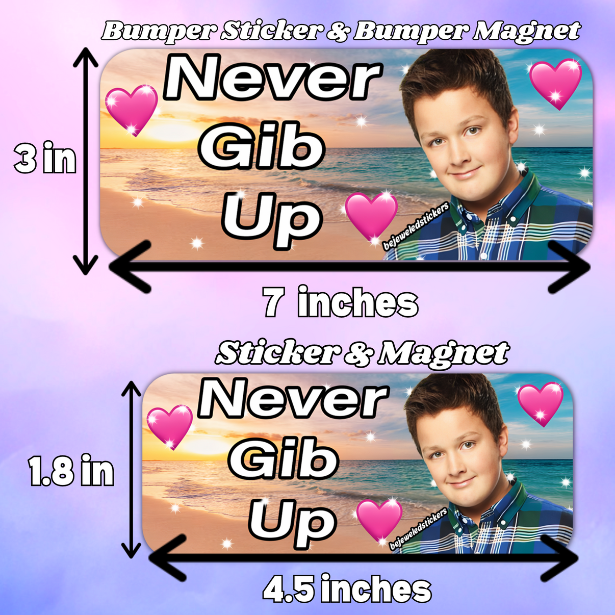 Never Gib Up – bejeweled stickers
